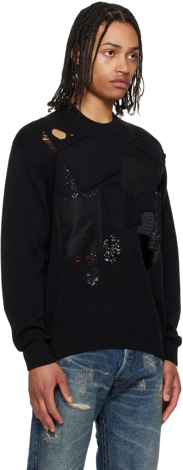 JUNYA WATANABE 再構築 パッチワーク ニット M ブラック 35161340~1